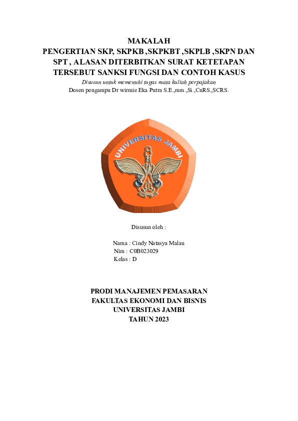 (PDF) MAKALAH PENGERTIAN SKP, SKPKB ,SKPKBT ,SKPLB ,SKPN DAN SPT ...