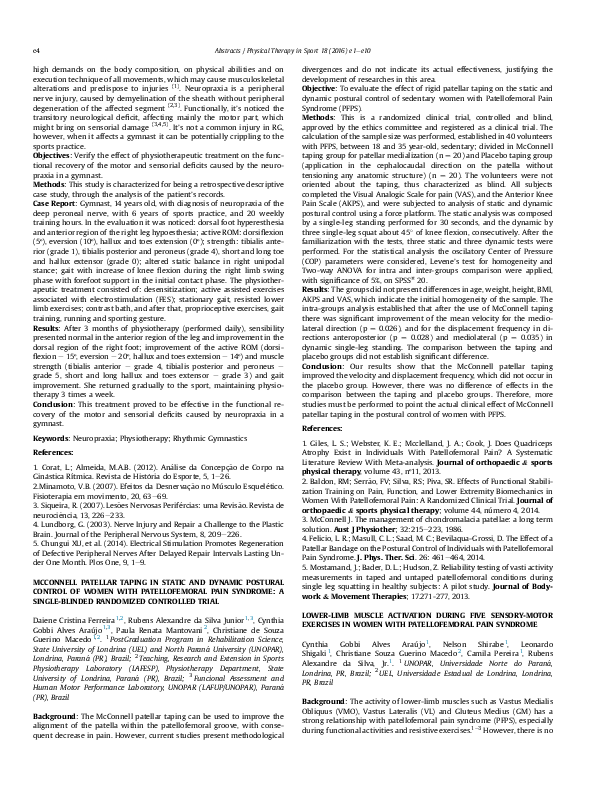 (PDF) McConnell Patellar taping in static and dynamic postural control ...