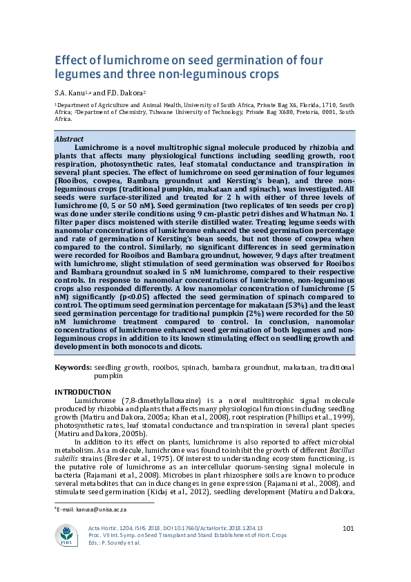 (PDF) Effect of lumichrome on seed germination of four legumes and ...