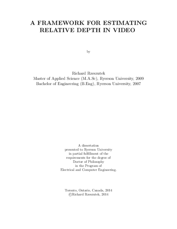 (PDF) A framework for estimating relative depth in video | R. Rzeszutek - Academia.edu