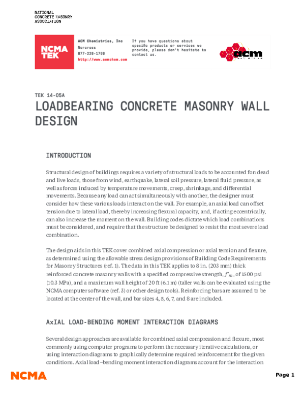 (PDF) Loadbearing Concrete Masonry Wall Design-Ncma