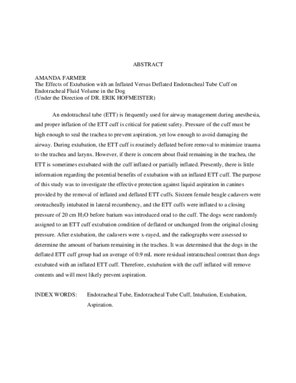 (PDF) The effects of extubation with an inflated versus deflated ...
