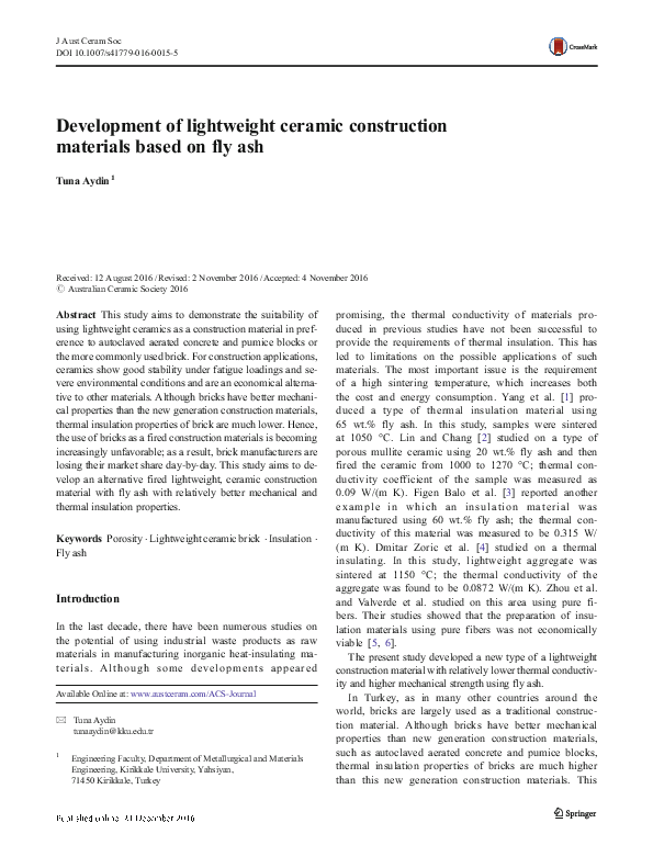 (PDF) Development of lightweight ceramic construction materials based ...