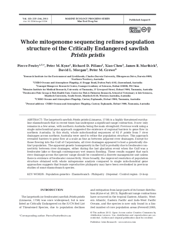 (PDF) Whole mitogenome sequencing refines population structure of the ...
