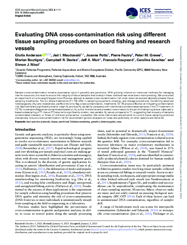 (PDF) Evaluating DNA cross-contamination risk using different tissue ...