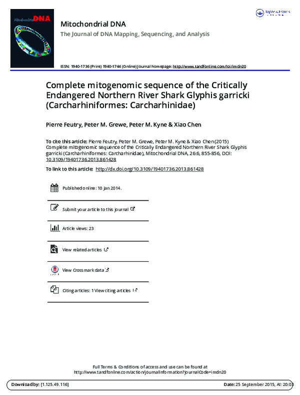 (PDF) Complete mitogenomic sequence of the Critically Endangered ...