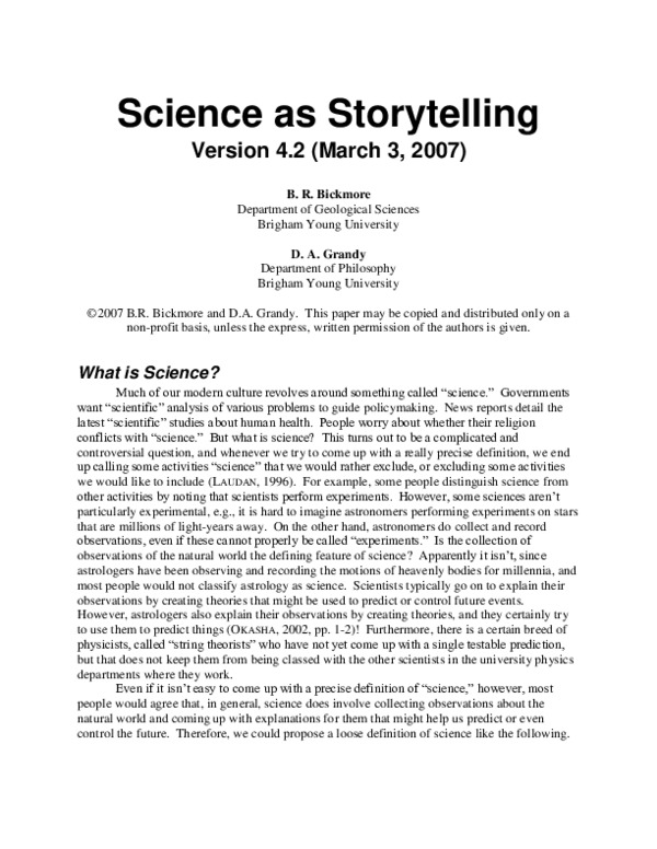 (PDF) Science as Storytelling
