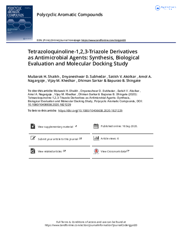 (PDF) Tetrazoloquinoline-1,2,3-Triazole Derivatives as Antimicrobial Agents: Synthesis ...