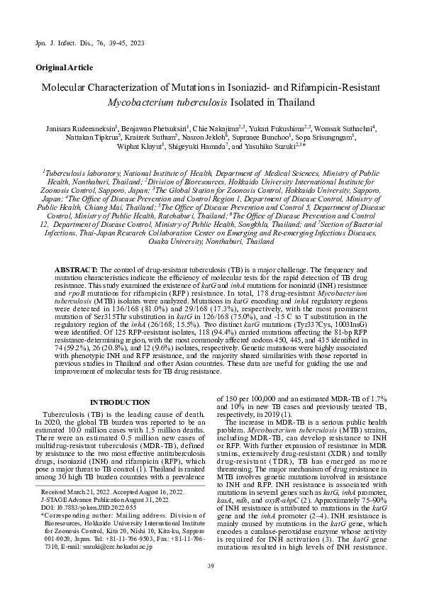 Pdf Molecular Characterization Of Mutations In Isoniazid And