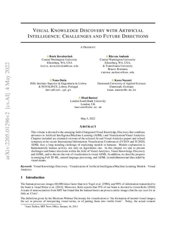 (PDF) Visual Knowledge Discovery with Artificial Intelligence: Challenges and Future Directions