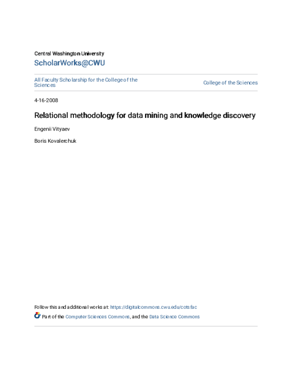 (PDF) Relational methodology for data mining and knowledge discovery