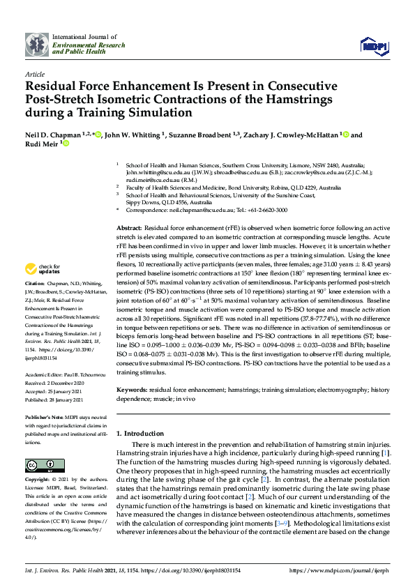 (PDF) Residual Force Enhancement Is Present in Consecutive Post-Stretch ...