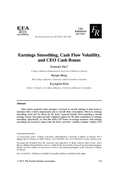 (PDF) Earnings Smoothing, Cash Flow Volatility, and CEO Cash Bonus