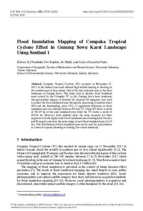 (PDF) Flood Inundation Mapping of Cempaka Tropical Cyclone Effect in Gunung Sewu Karst Landscape ...