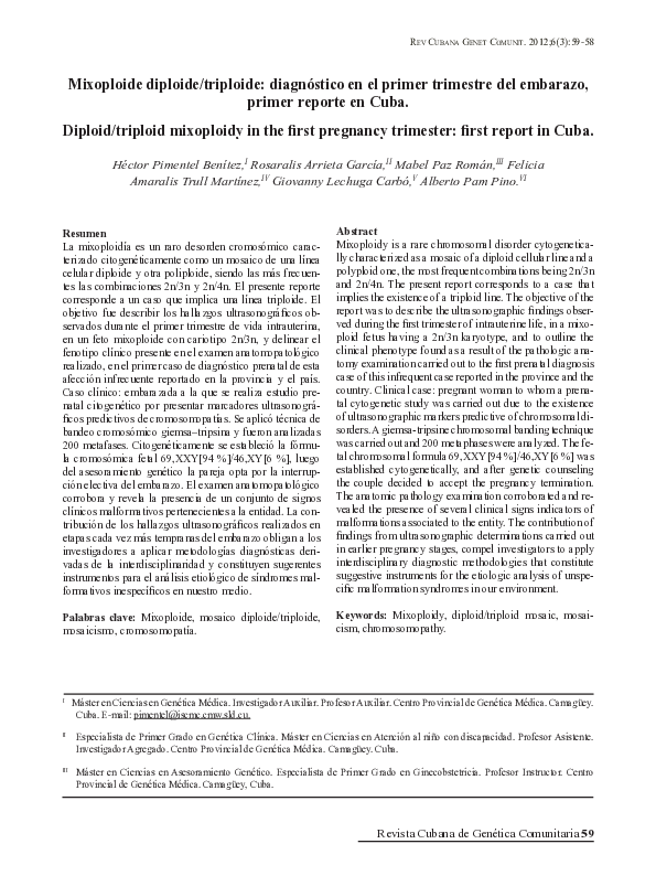 (PDF) Mixoploide Diploide-Triploide: Diagnóstico en El Primer Trimestre ...