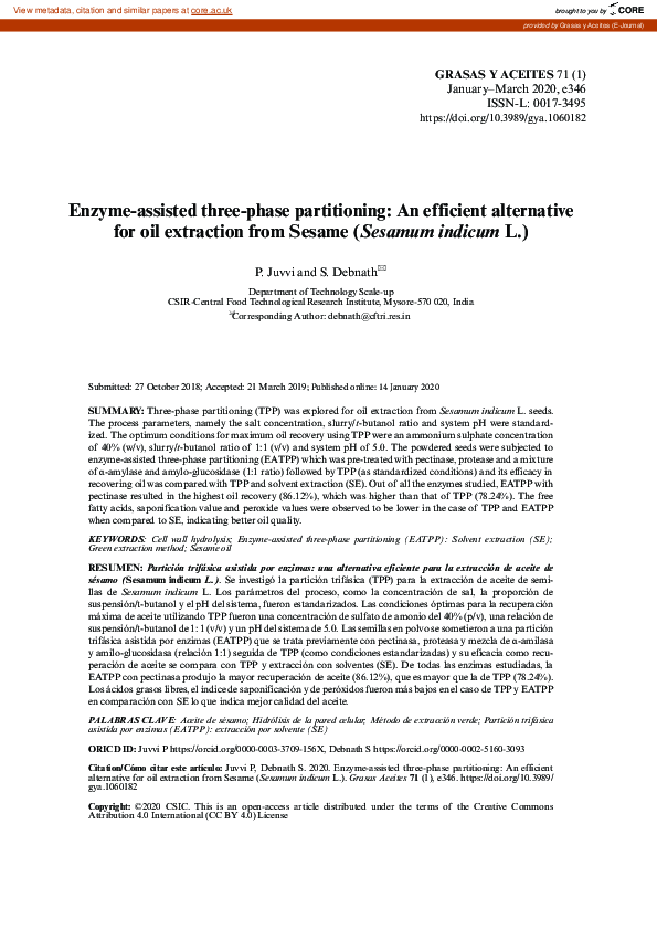 (PDF) Enzyme-assisted three-phase partitioning: An efficient ...