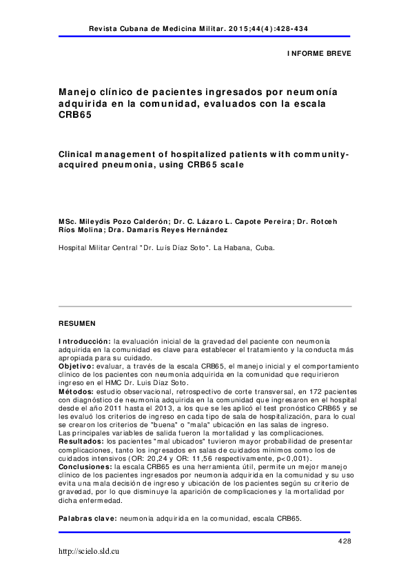 (PDF) Manejo clínico de pacientes ingresados por neumonía adquirida en ...
