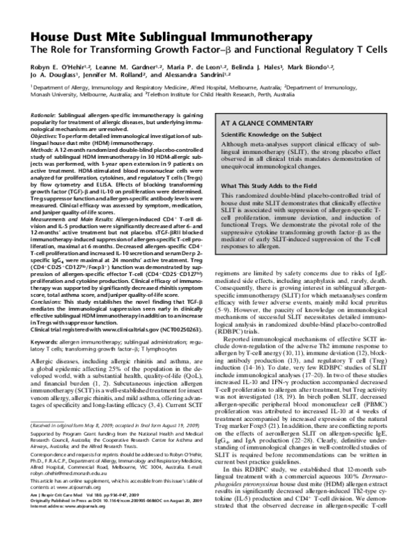 (PDF) House Dust Mite Sublingual Immunotherapy