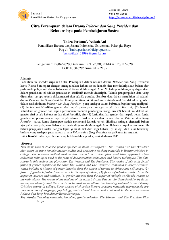 (PDF) Citra Perempuan Dalam Drama Pelacur Dan Sang Presiden Dan Relevansinya Pada Pembelajaran ...
