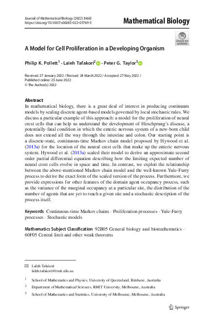 (PDF) A Model for Cell Proliferation in a Developing Organism