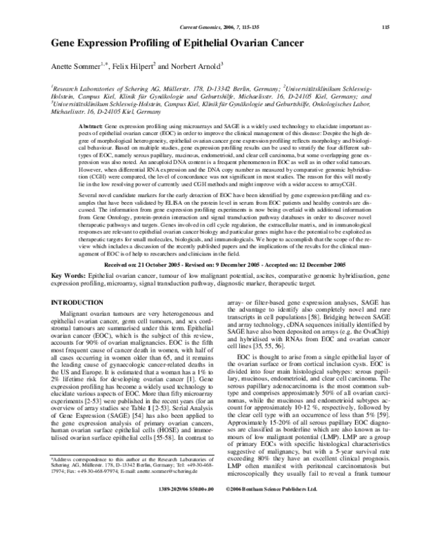 (PDF) Gene Expression Profiling of Epithelial Ovarian Cancer
