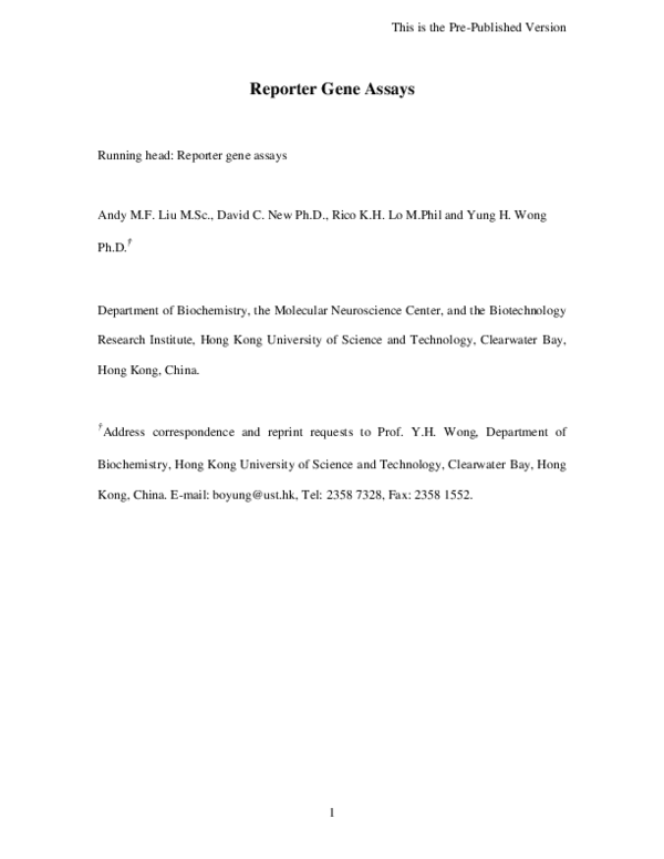 (PDF) Reporter Gene Assays