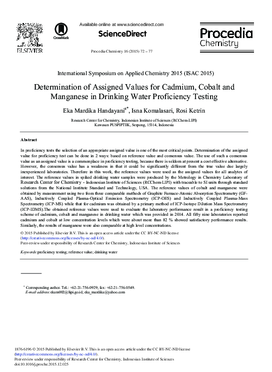 (PDF) Determination of Assigned Values for Cadmium, Cobalt and ...