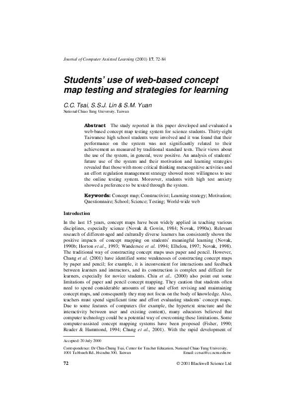 (PDF) Students' use of web-based concept map testing and strategies for ...