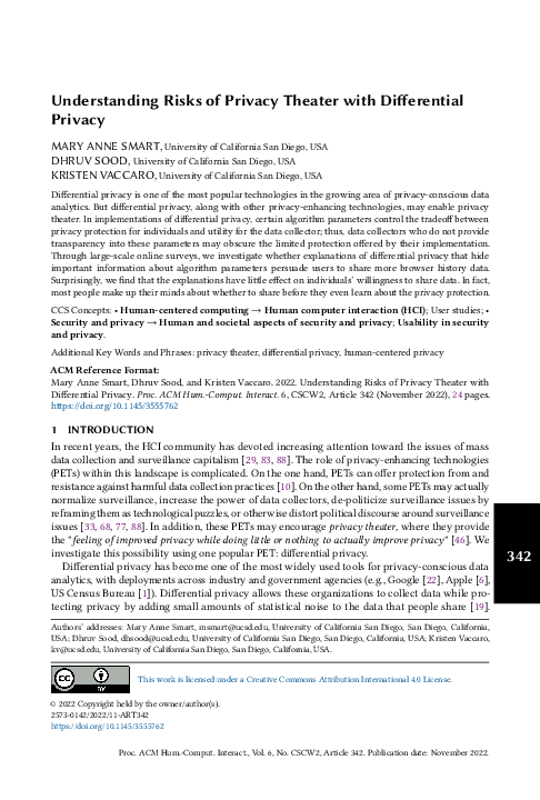 (PDF) Understanding Risks of Privacy Theater with Differential Privacy