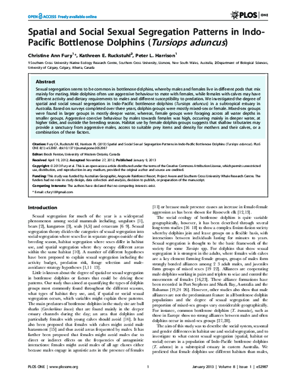 (PDF) Spatial and Social Sexual Segregation Patterns in Indo-Pacific ...