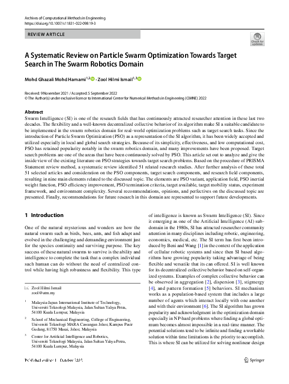 (PDF) A Systematic Review on Particle Swarm Optimization Towards Target Search in The Swarm ...