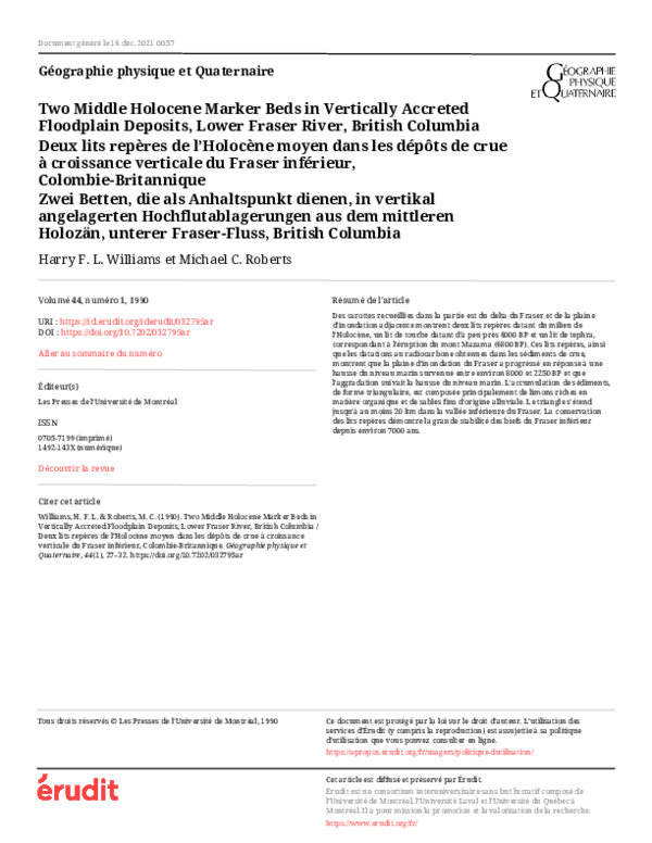 (PDF) Two Middle Holocene Marker Beds in Vertically Accreted Floodplain ...