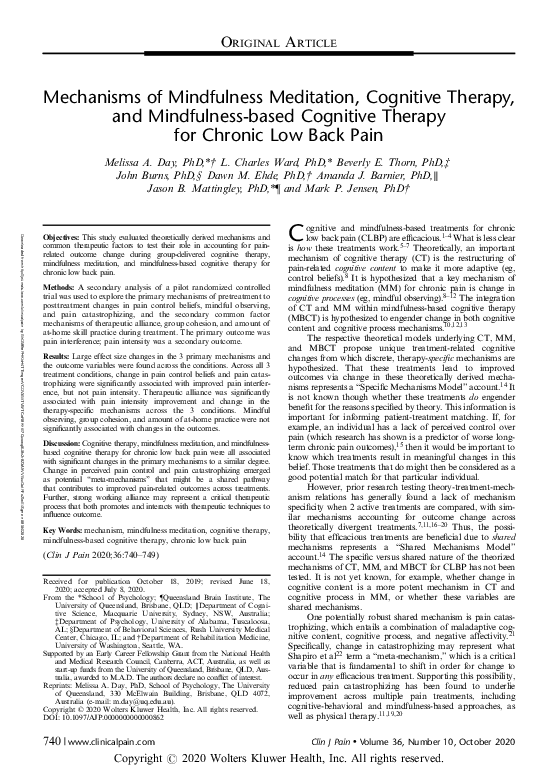 (PDF) Mechanisms of Mindfulness Meditation, Cognitive Therapy, and Mindfulness-based Cognitive ...