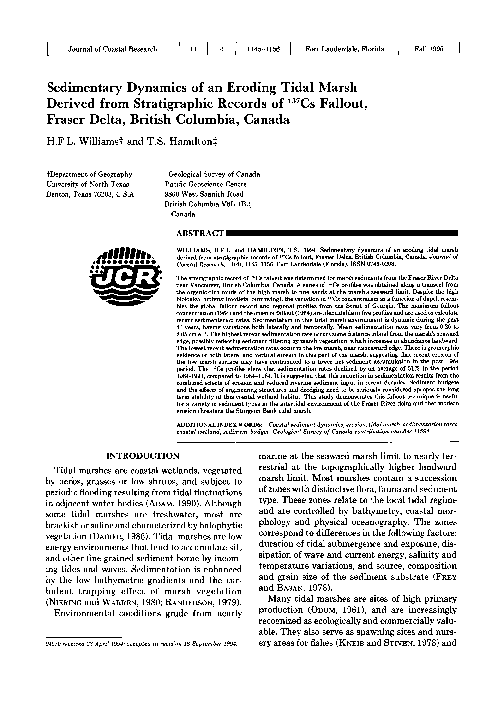 (PDF) Sedimentary Dynamics of an Eroding Tidal Marsh Derived from ...