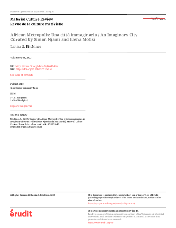 (PDF) African Metropolis: Una cittá immaginaria / An Imaginary City ...