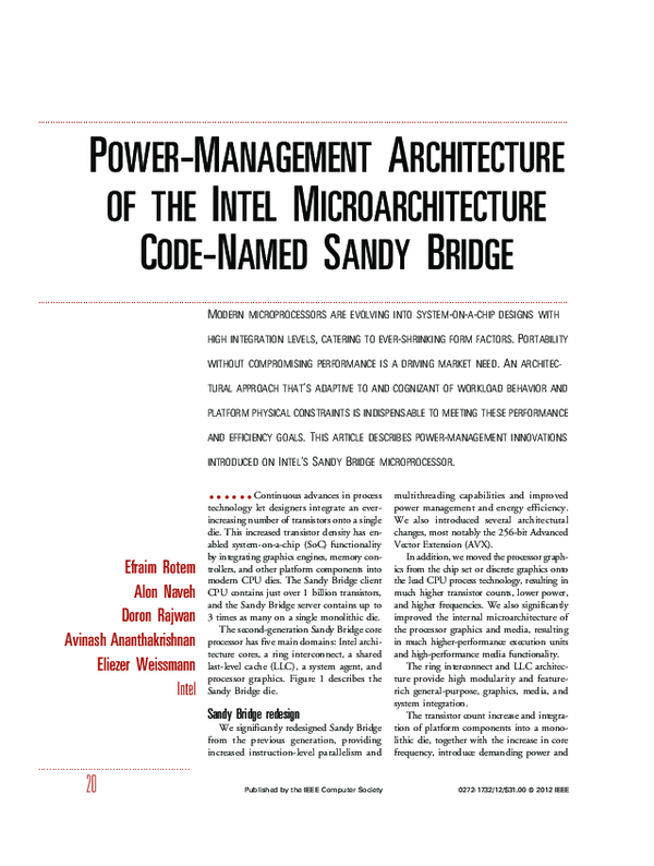 (PDF) Power-Management Architecture of the Intel Microarchitecture Code-Named Sandy Bridge