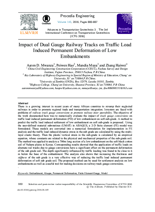 (PDF) Impact of Dual Gauge Railway Tracks on Traffic Load Induced Permanent Deformation of Low ...