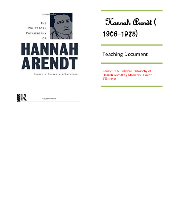 (PDF) Hannah Arendt