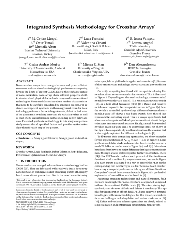 (PDF) Integrated Synthesis Methodology for Crossbar Arrays