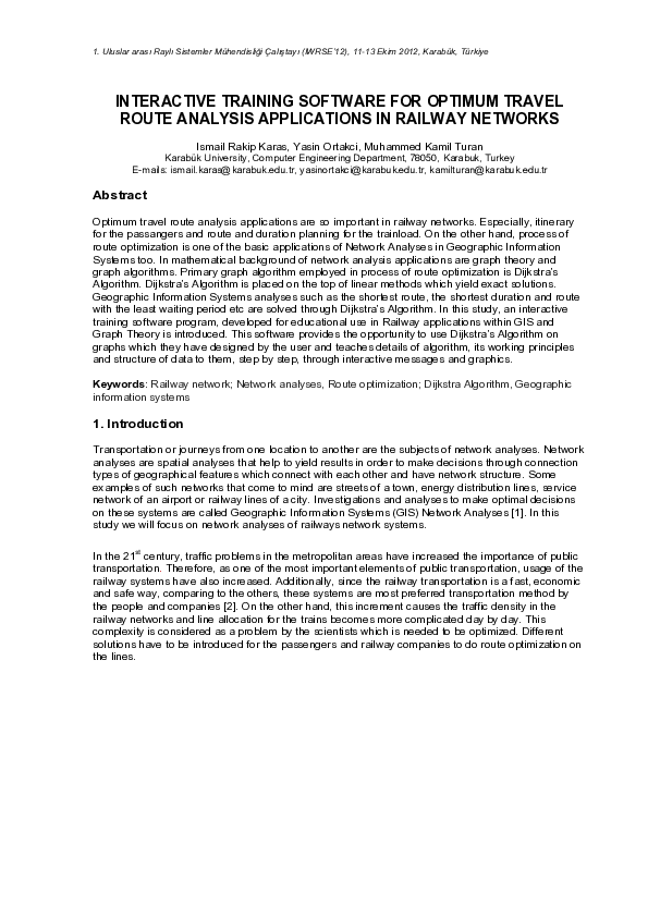 (PDF) Interactive Training Software for Optimum Travel Route Analysis ...