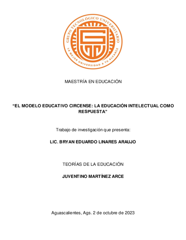 (PDF) EL MODELO EDUCATIVO CIRCENSE LA EDUCACION INTELECTUAL COMO ...