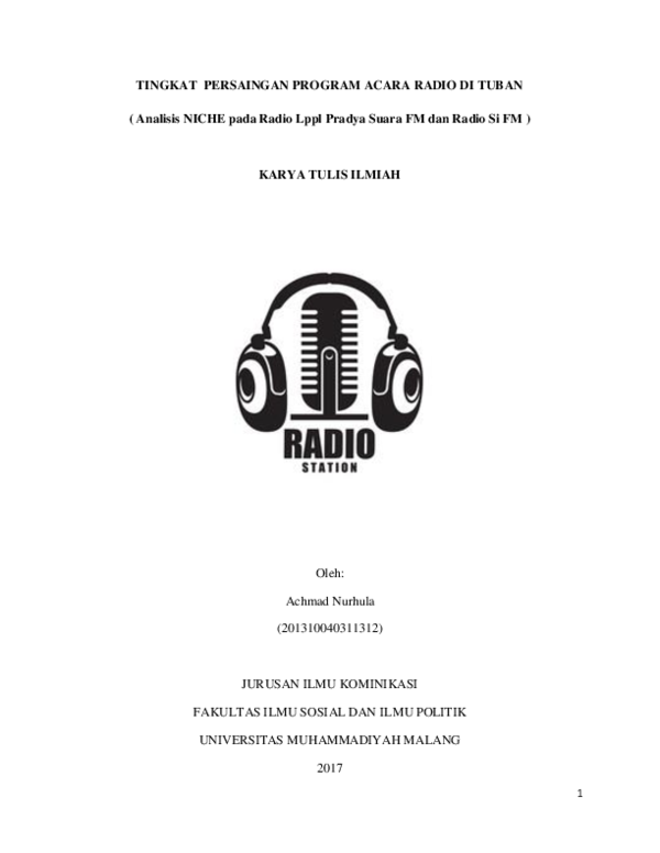 (PDF) TINGKAT PERSAINGAN PROGRAM ACARA RADIO DI TUBAN ( Analisis NICHE ...