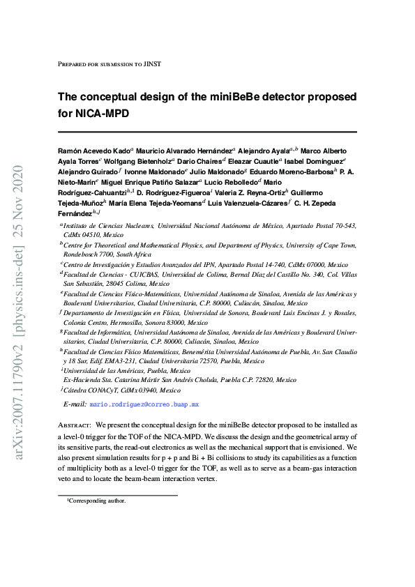 (PDF) The conceptual design of the miniBeBe detector proposed for NICA-MPD