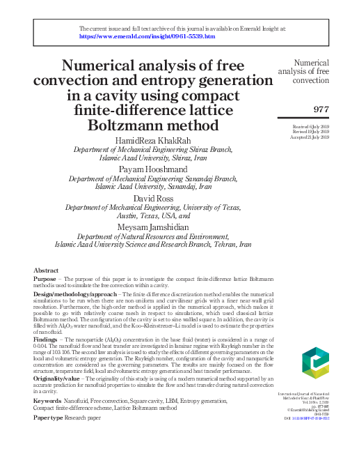 Pdf Lattice Boltzmann Method For Nanofluid Convection