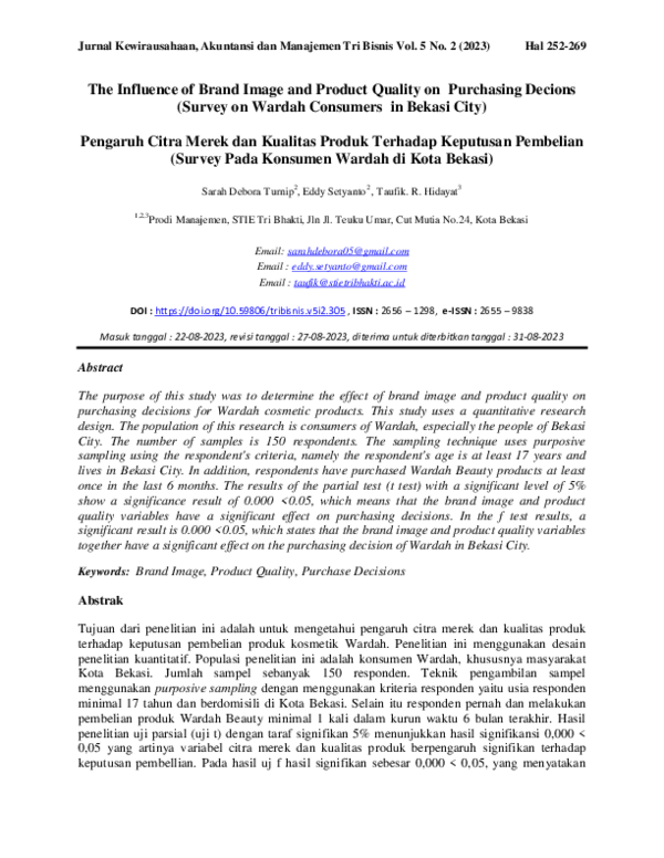 (PDF) Pengaruh Citra Merek dan Kualitas Produk Terhadap Keputusan Pembelian (Survey Pada ...