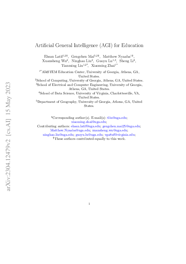 (PDF) Artificial General Intelligence (AGI) for Education