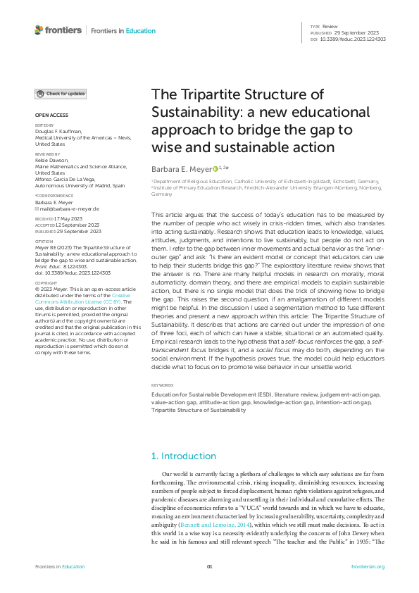 (PDF) The Tripartite Structure of Sustainability: a new educational ...