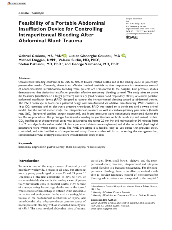 (PDF) Feasibility of a Portable Abdominal Insufflation Device for Controlling Intraperitoneal ...