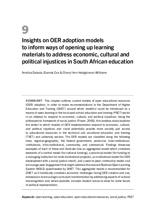 (PDF) Insights on OER adoption models to inform ways of opening up ...
