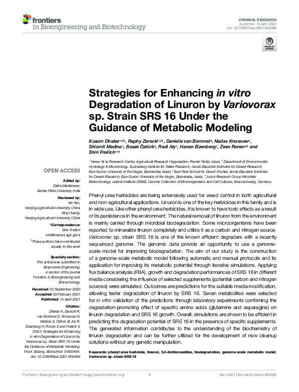 (PDF) Strategies for Enhancing in vitro Degradation of Linuron by ...